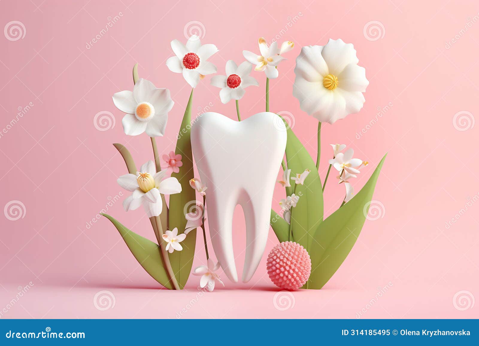 White Healthy Tooth on Pink Background Stock Illustration ...