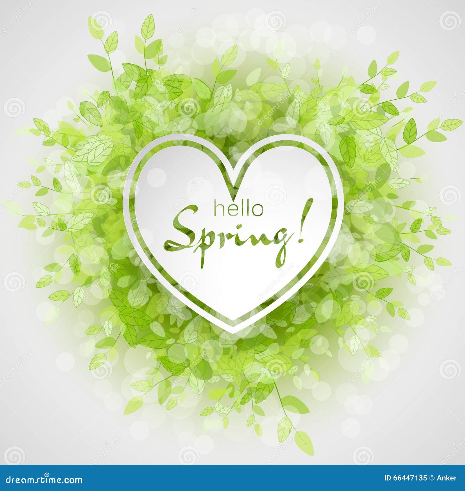 White Heart Frame with Text Hello Spring Stock Vector - Illustration of ...