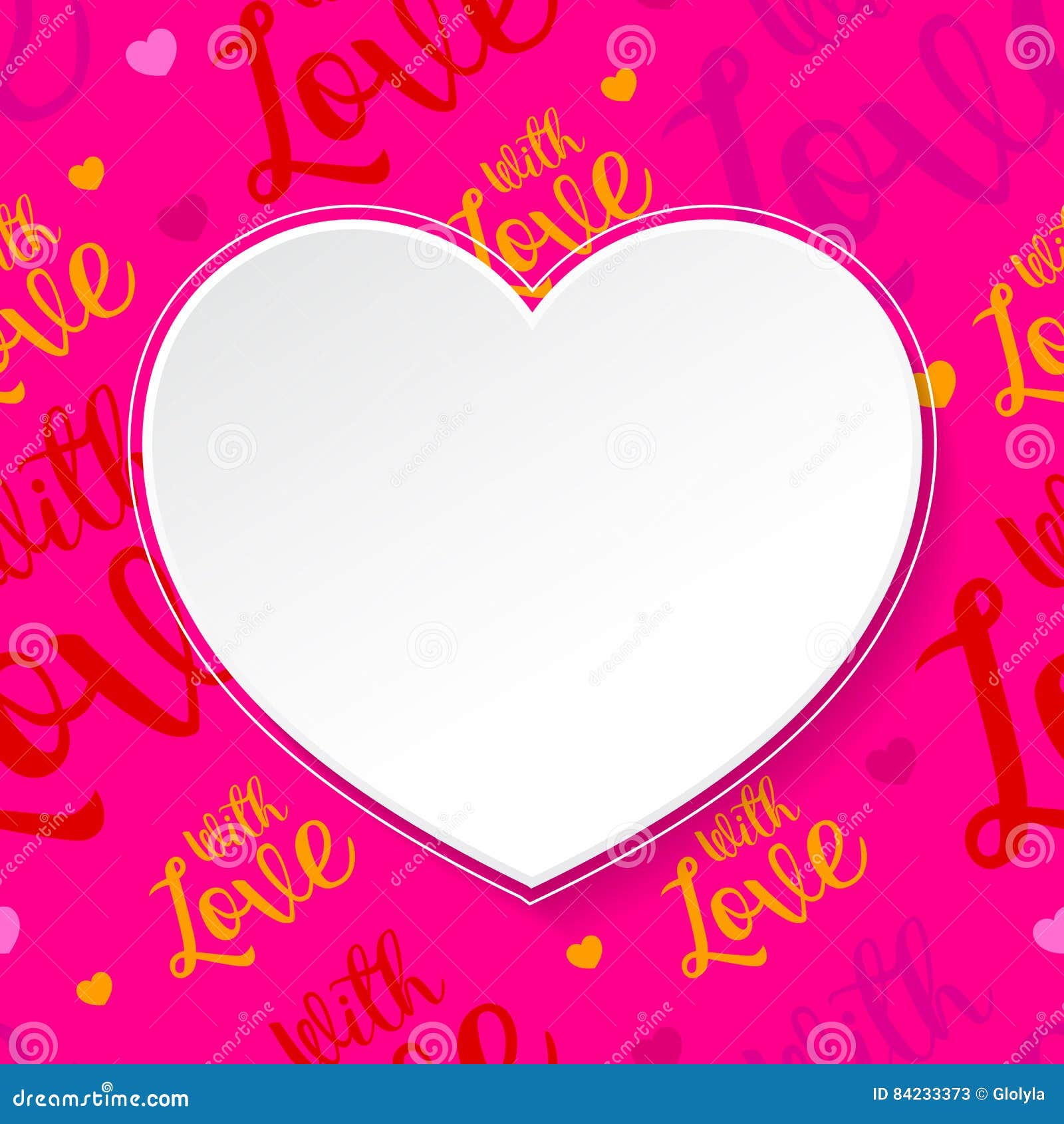 White Heart and with Love Text. Stock Vector - Illustration of amour ...