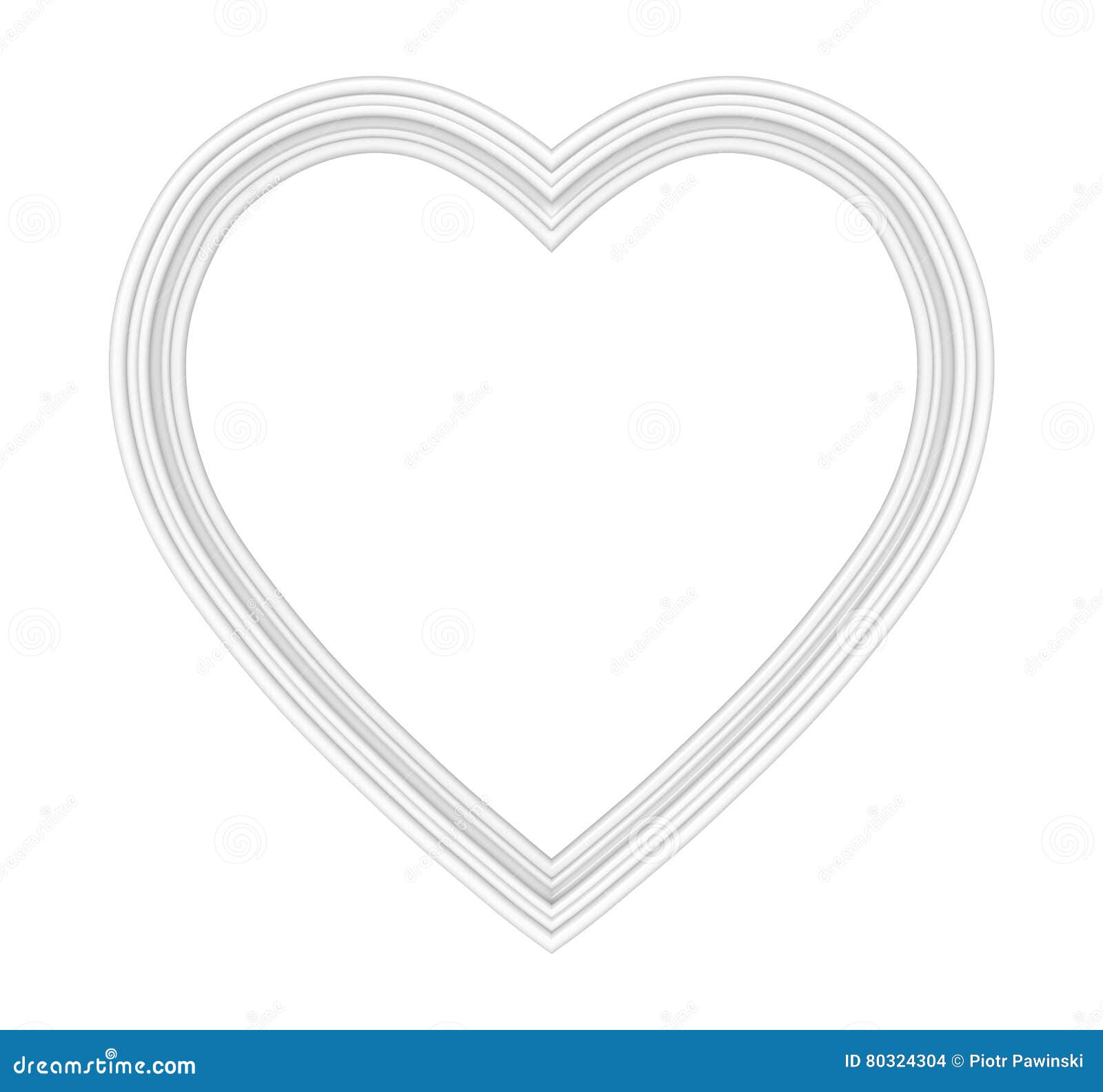 White Heart Picture Frame Isolated on White. Stock Illustration ...