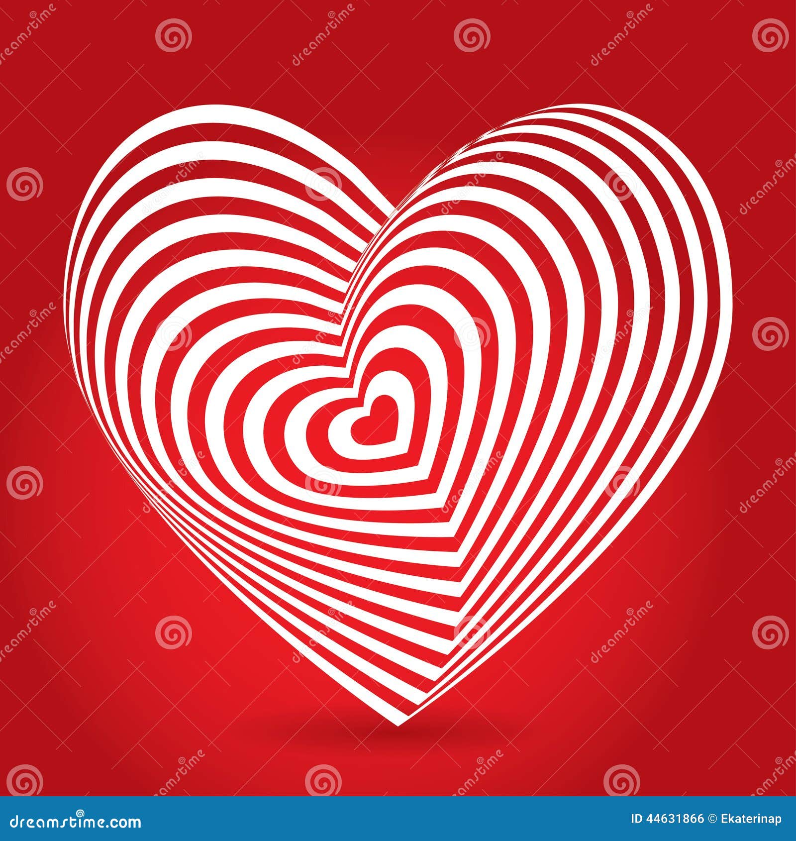 White Heart on Red Background. Optical Illusion of 3D Three-dimensional ...