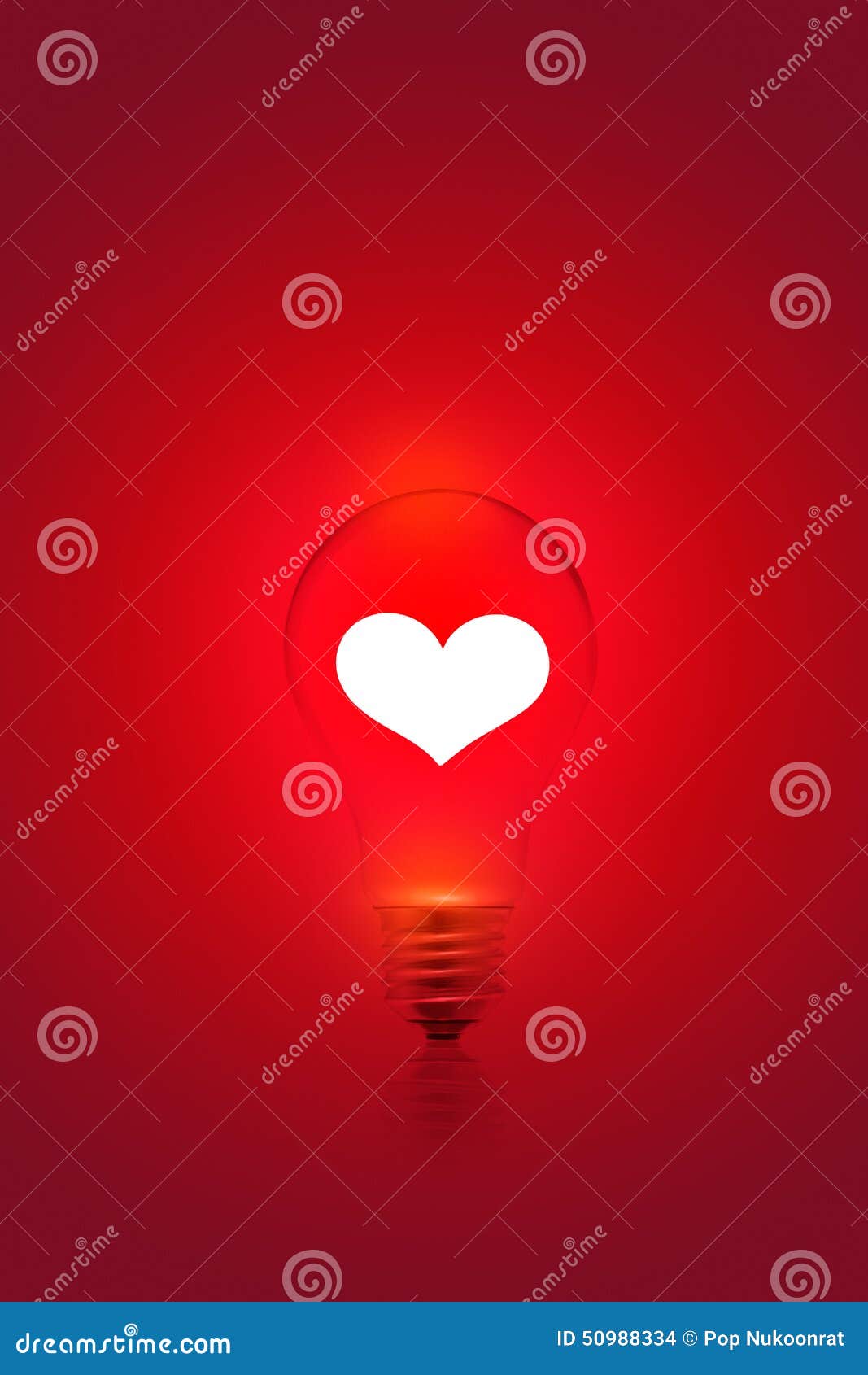 White Heart Shape on Red Light Bulb Background, Blank Text Stock Photo ...