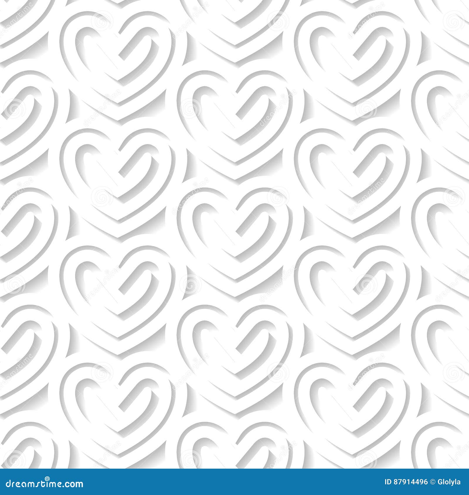 White Heart Shape Seamless Pattern. Stock Vector - Illustration of ...