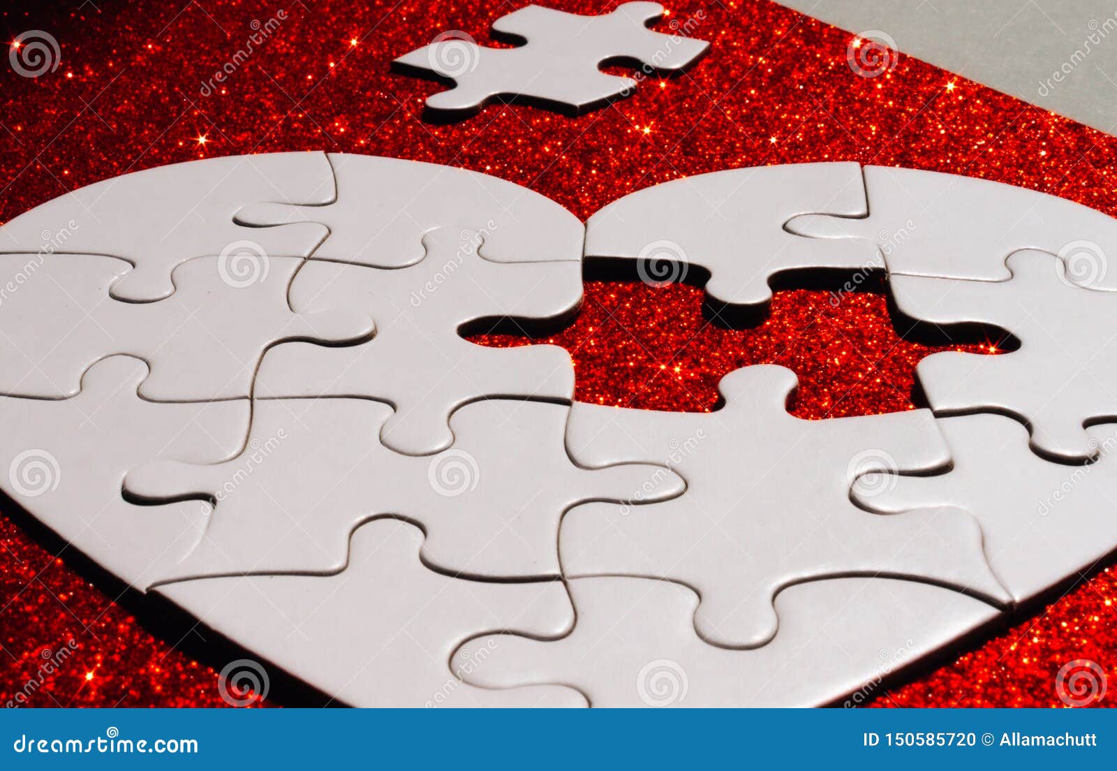 White Heart Shaped Puzzle on Red Stock Photo - Image of piece, puzzle ...