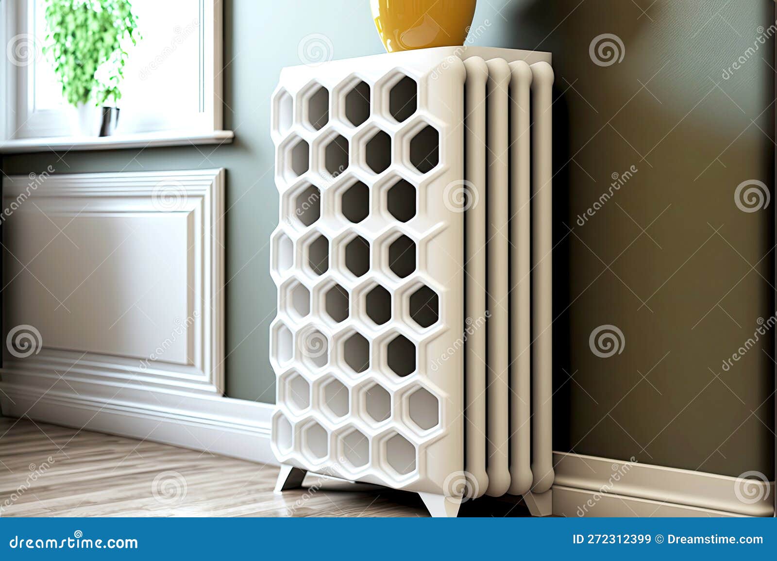 White Heating Radiator with Honeycomb Design Stock Illustration ...
