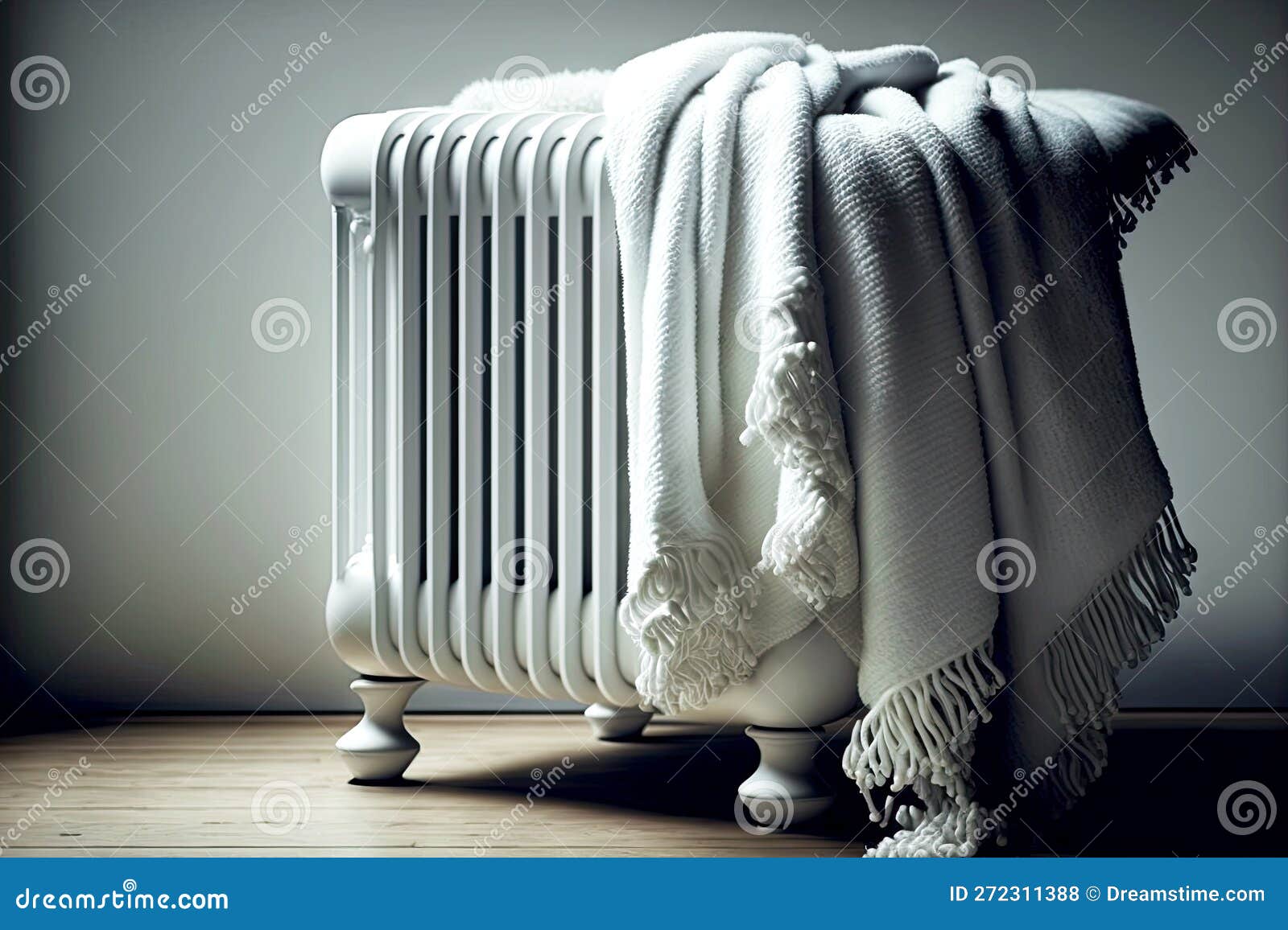 White Heating Radiator on Legs with White Blanket Stock Illustration ...