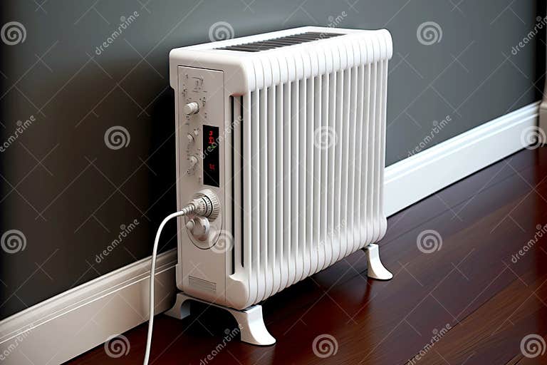 White Heating Radiator on Legs with Temperature Controller Stock ...