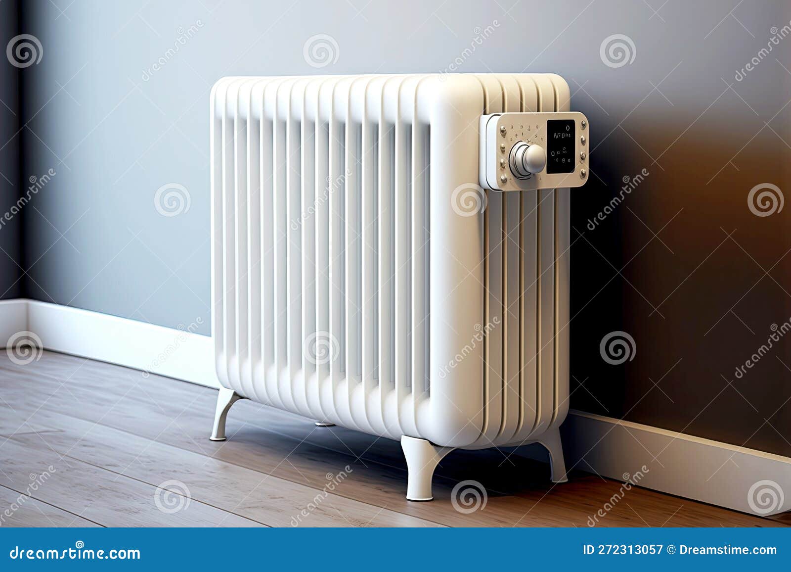White Heating Radiator on Legs with Temperature Controller Stock ...