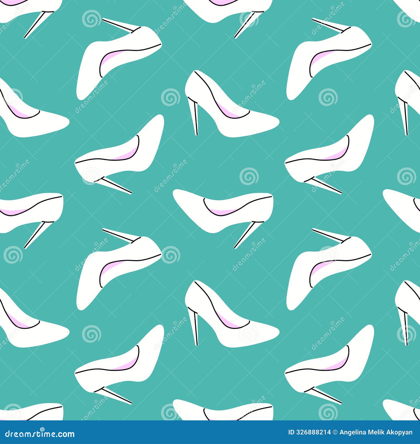 White Heels Pattern on Teal Background Stock Illustration ...