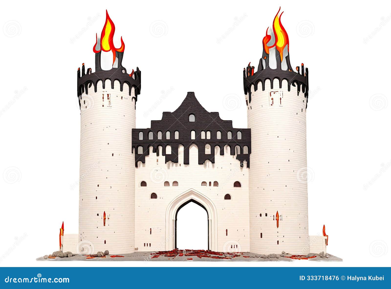 White Hell Gate in Fire. Isolated Transparent Background Stock Photo ...