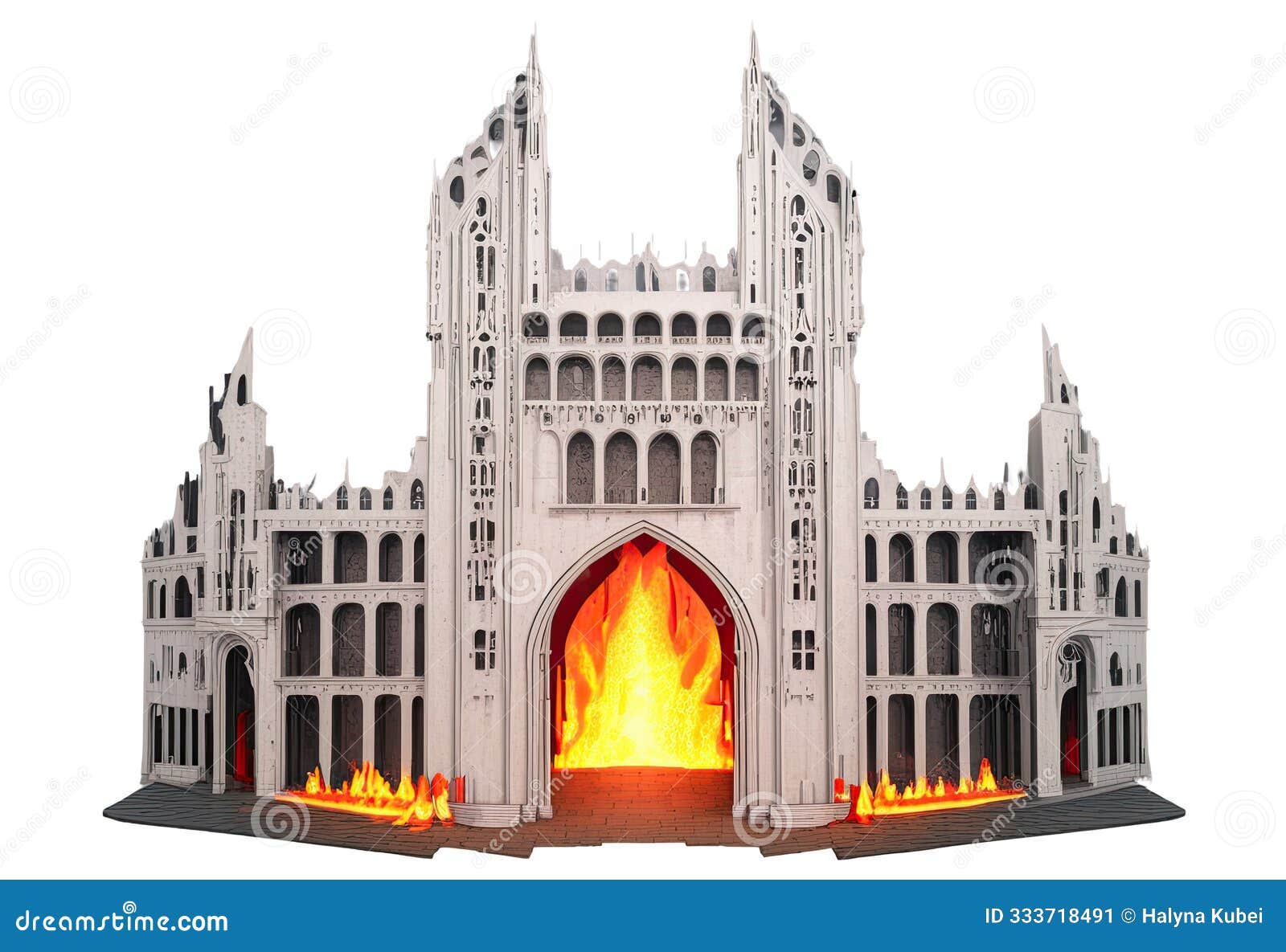 White Hell Gate in Fire. Isolated Transparent Background Stock Image ...