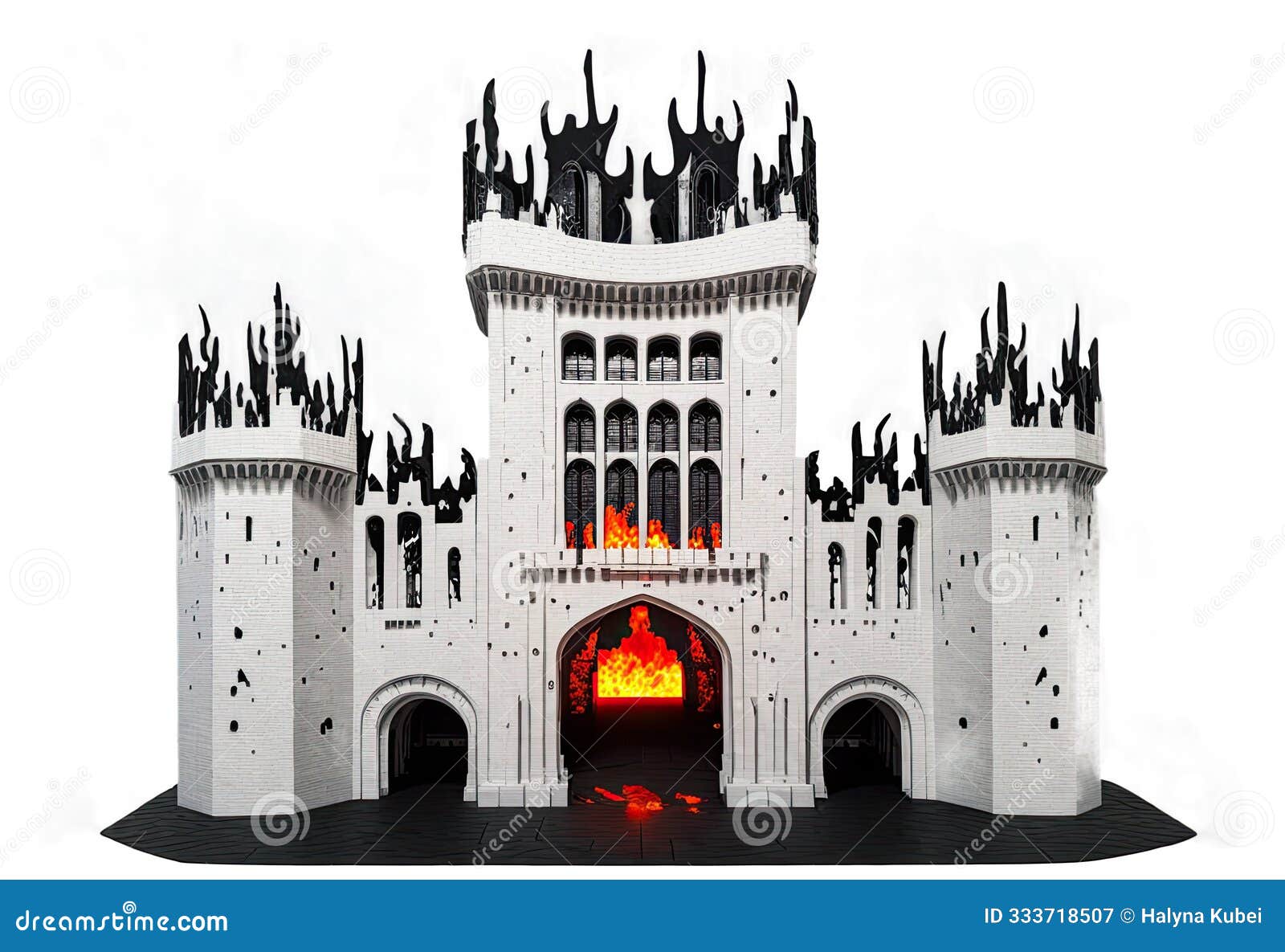 White Hell Gate in Fire. Isolated Transparent Background Stock Image ...