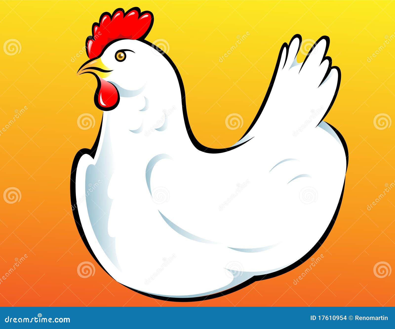 White Hen Vector Illustration Stock Vector - Illustration of domestic ...
