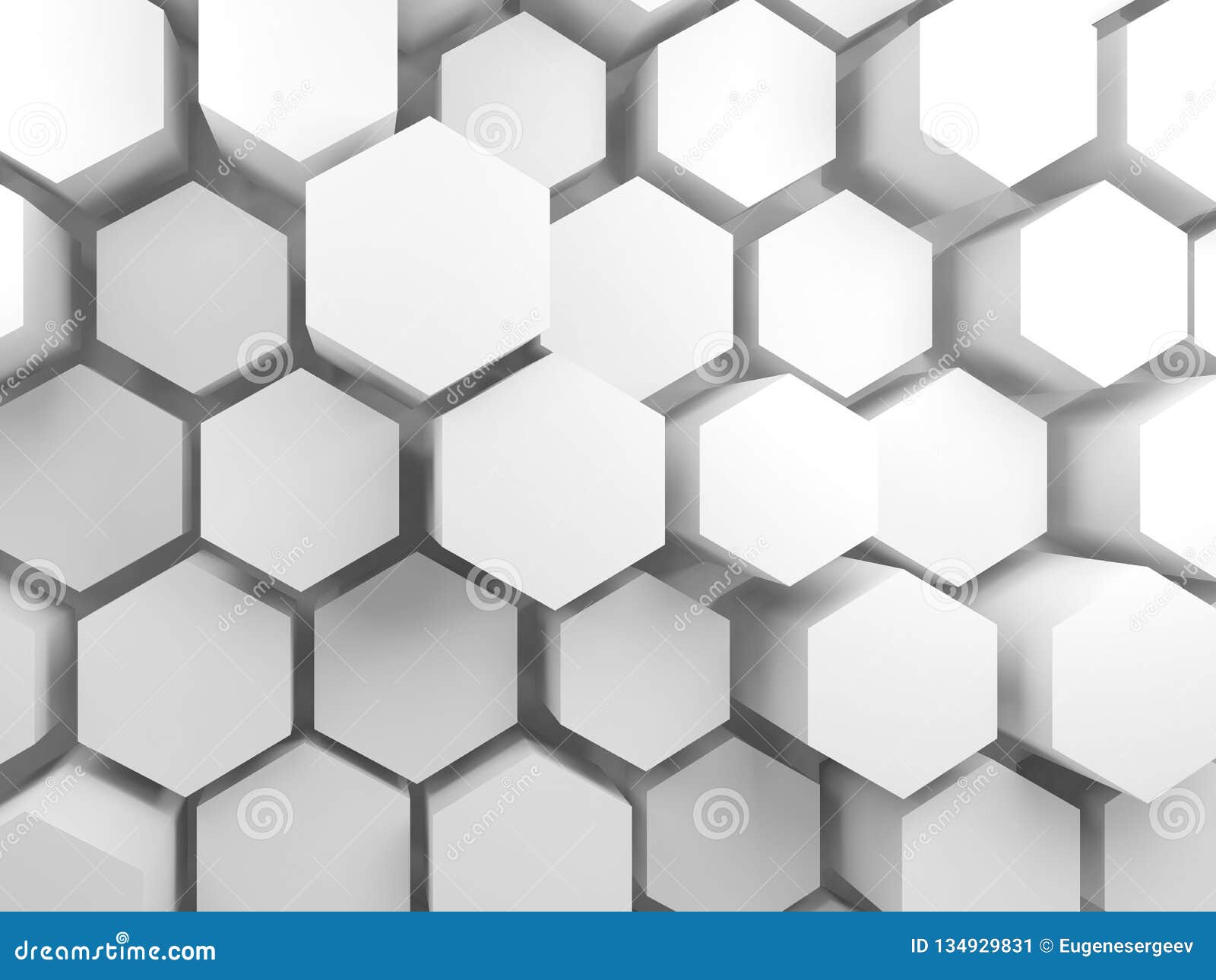 White Hexagon Blocks on Wall, 3d Stock Illustration - Illustration of ...