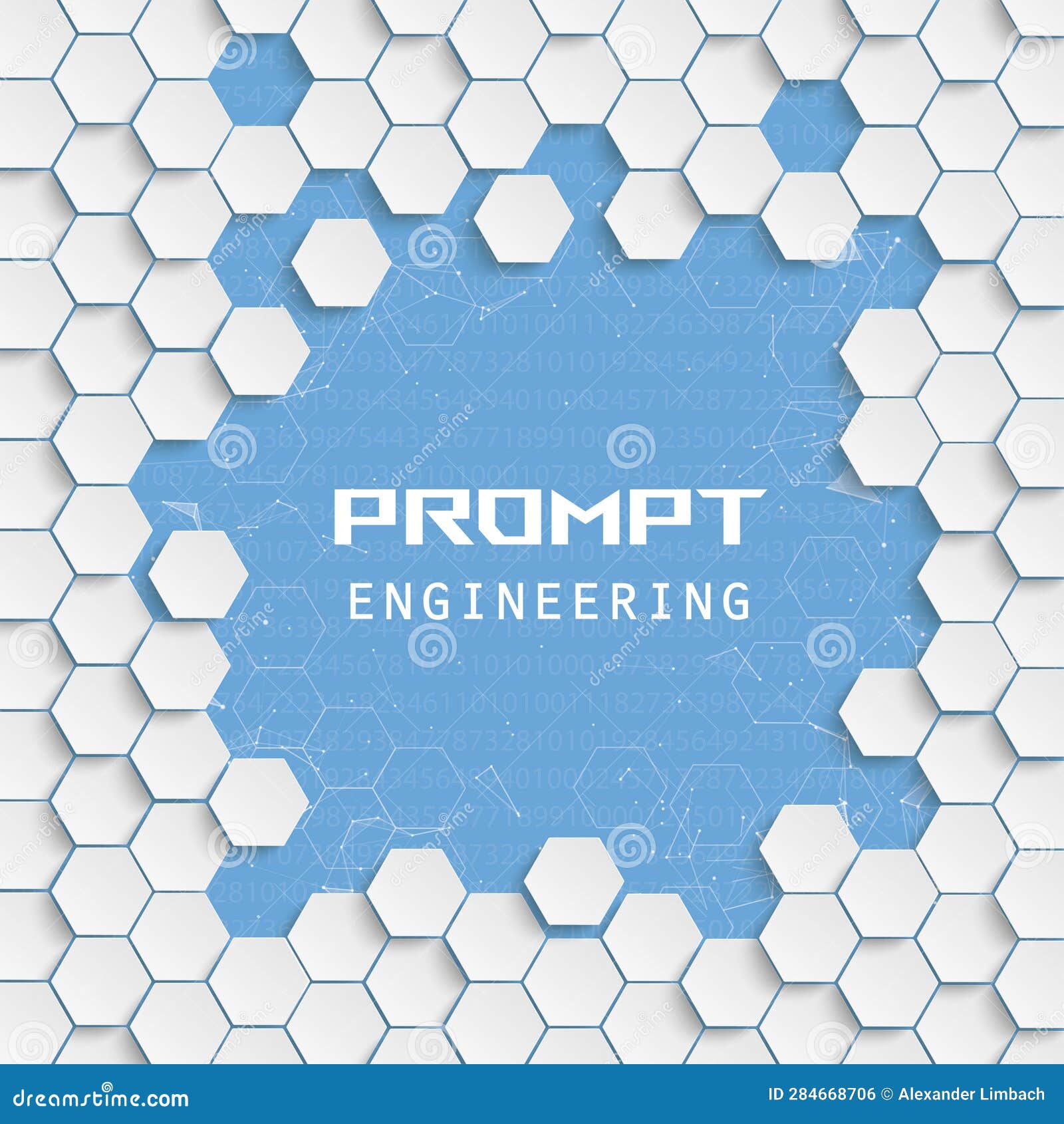 White Hexagon Structure Network Prompt Engineering Cover Vector ...