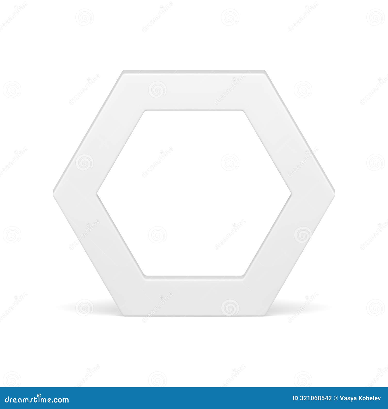 White Hexagonal Frame Angled Geometric Shape Decor Design Front View ...