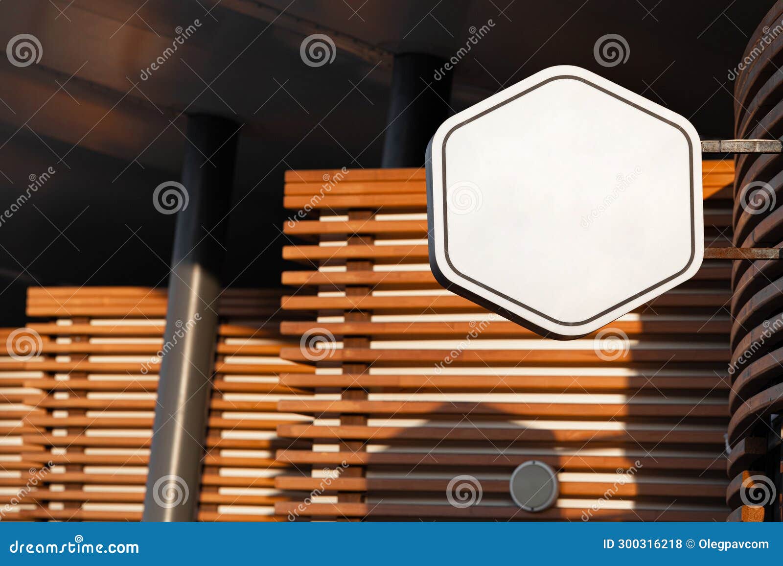 White Hexagonal Sign without Inscriptions on the Building Stock Photo ...