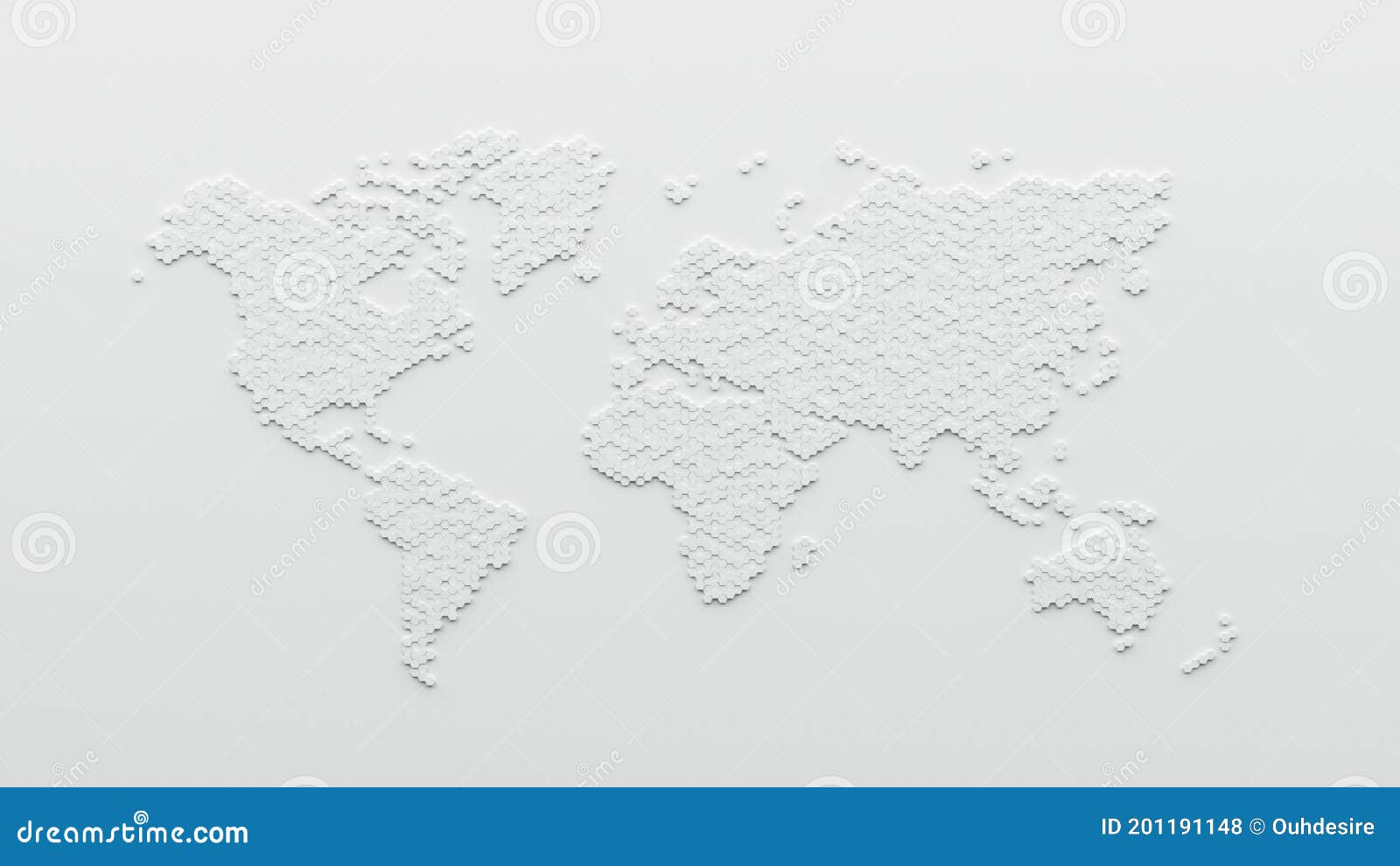 White Hexagons in a Form of World Map on a Wall. Stock Illustration ...