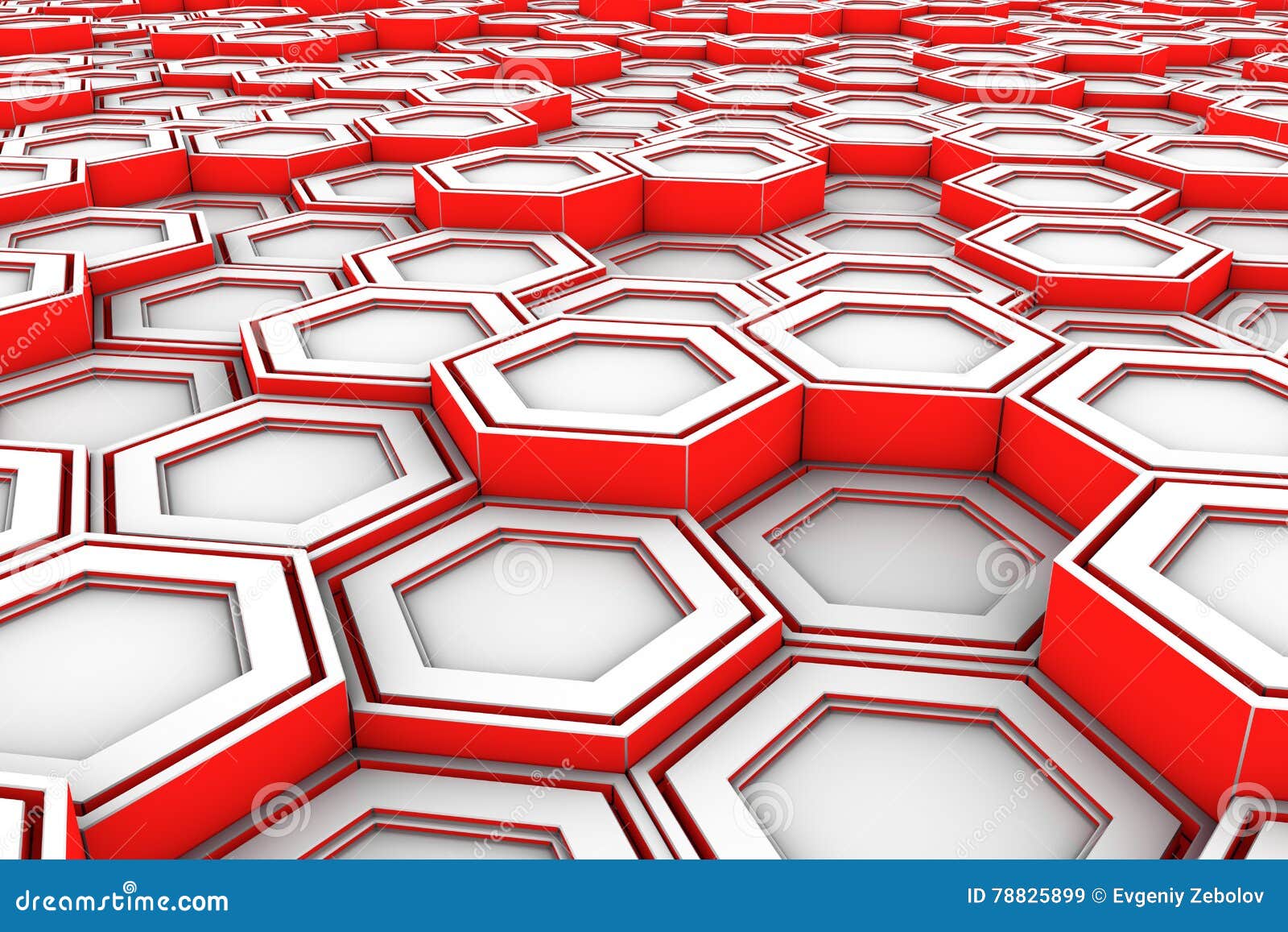 White Hexagons with Red Glowing Sides Stock Illustration - Illustration ...