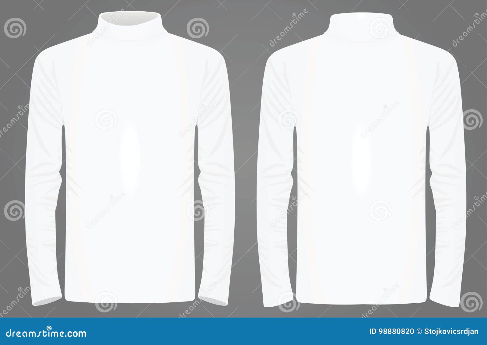 White High Neck Long Sleeve T Shirt Stock Vector - Illustration of ...