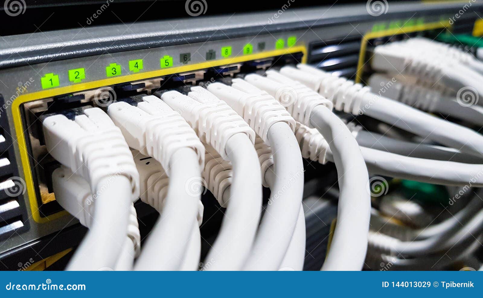 White High Speed Network Cables Connected To the Cloud Network Servers ...