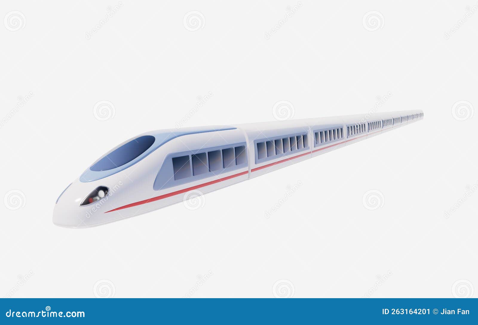 White High Speed Railway Bullet Train, 3d Rendering Stock Illustration ...