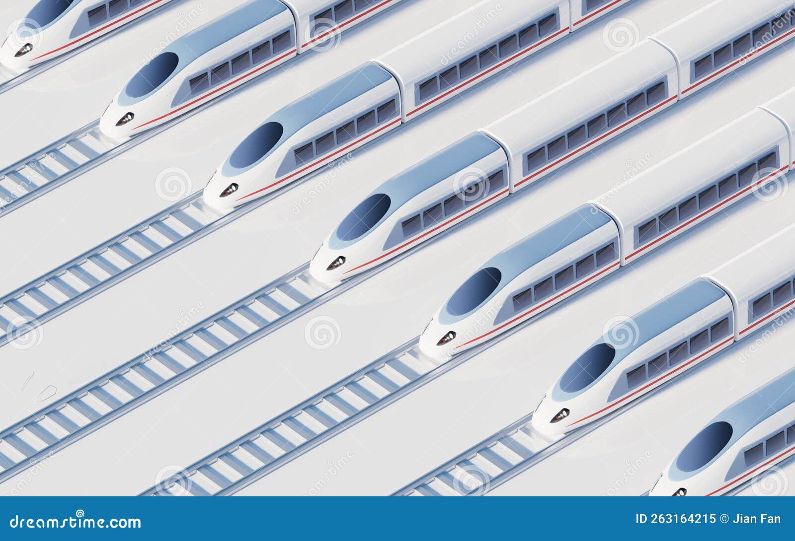 White High Speed Railway Bullet Train, 3d Rendering Stock Illustration ...