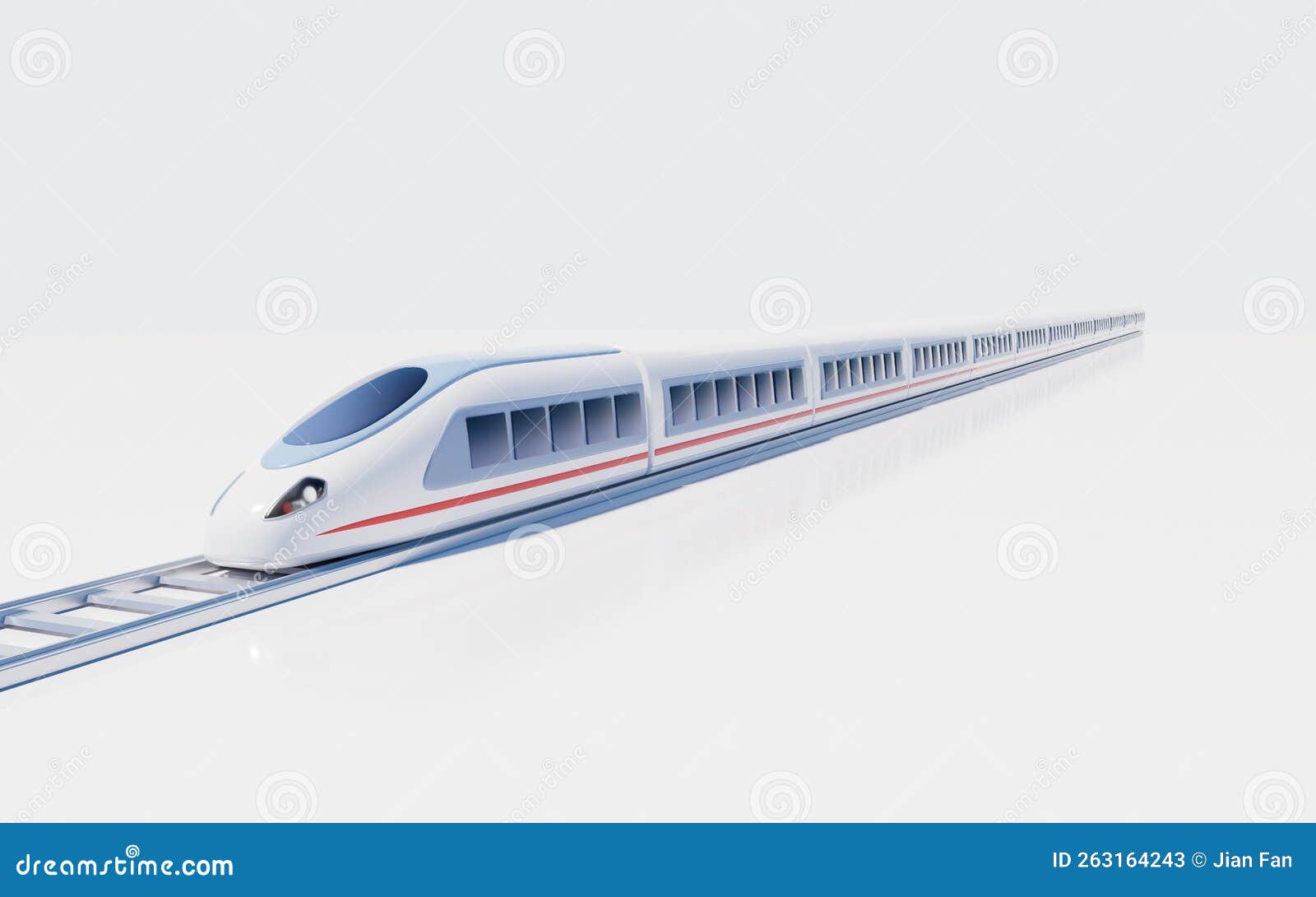 White High Speed Railway Bullet Train, 3d Rendering Stock Illustration ...