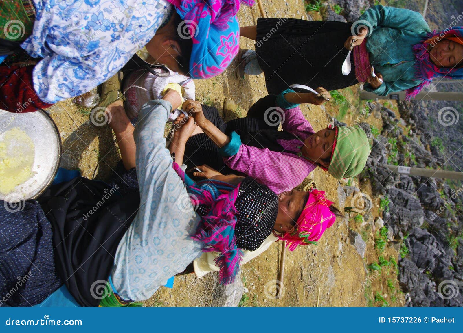 White Hmong Women S Group Raised the Lunch. Stock Photo - Image of ...