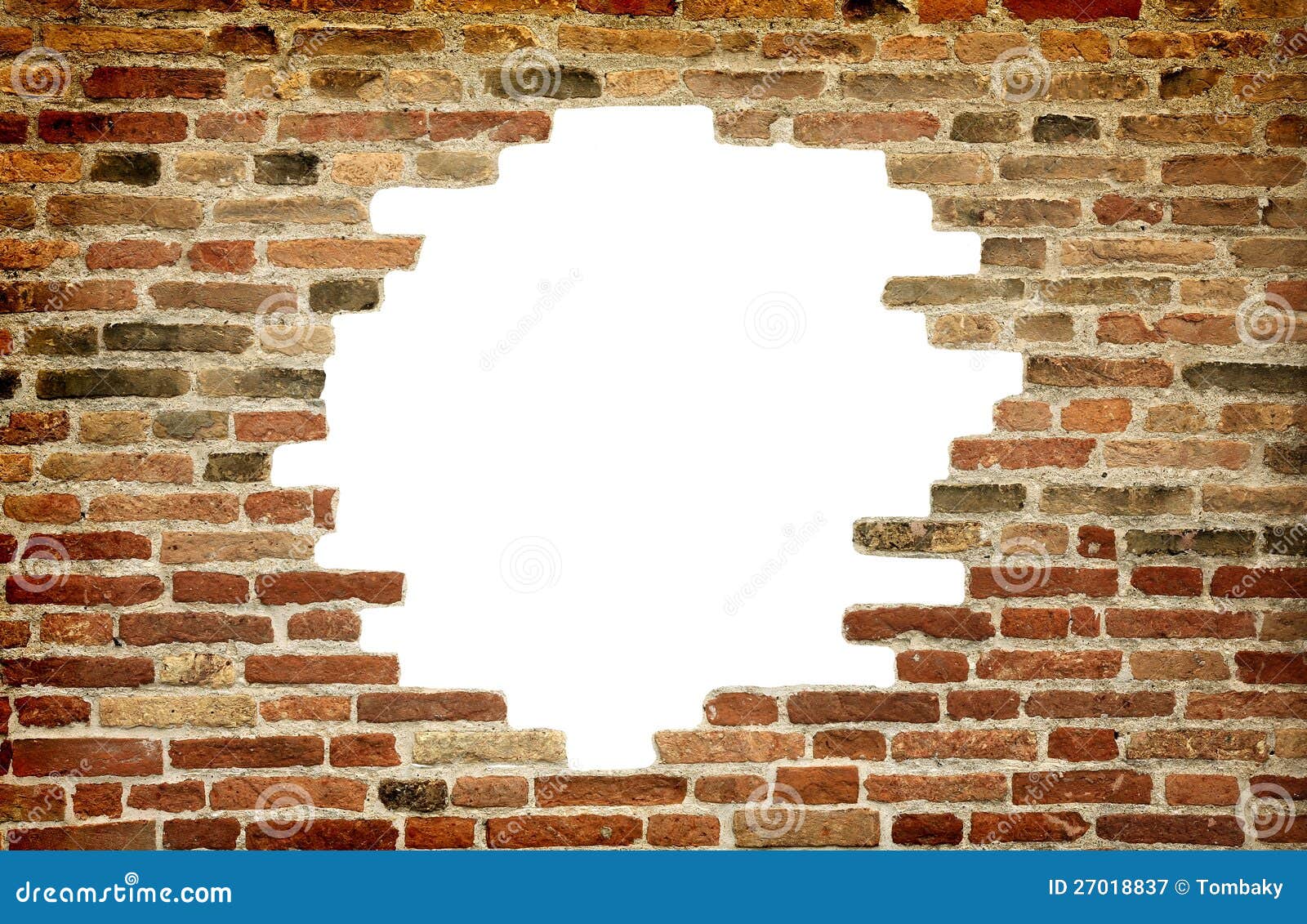 White Hole in Old Wall, Brick Frame Stock Image - Image of grungy ...