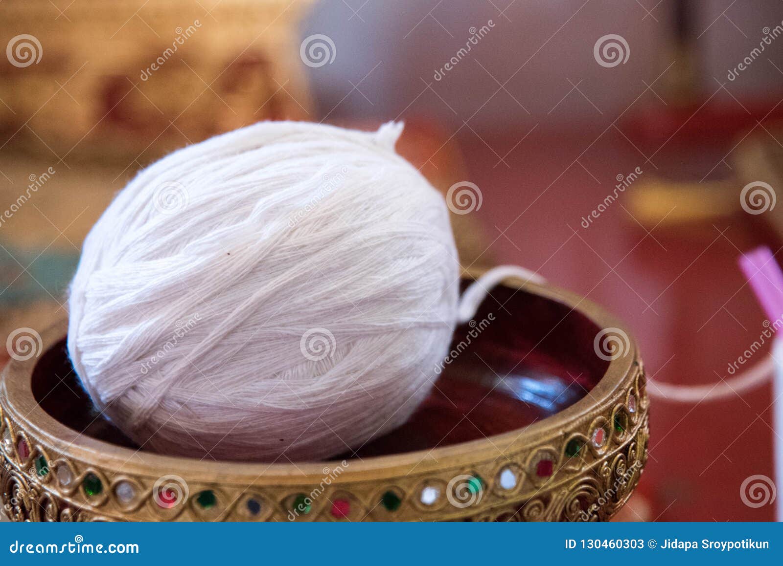 White holy thread roll stock image. Image of tray, buddhism - 130460303