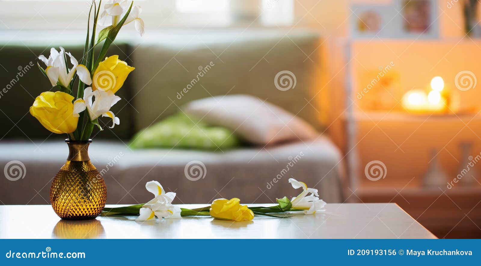 Home Interior with Spring Flowers and Decorations Stock Photo - Image ...