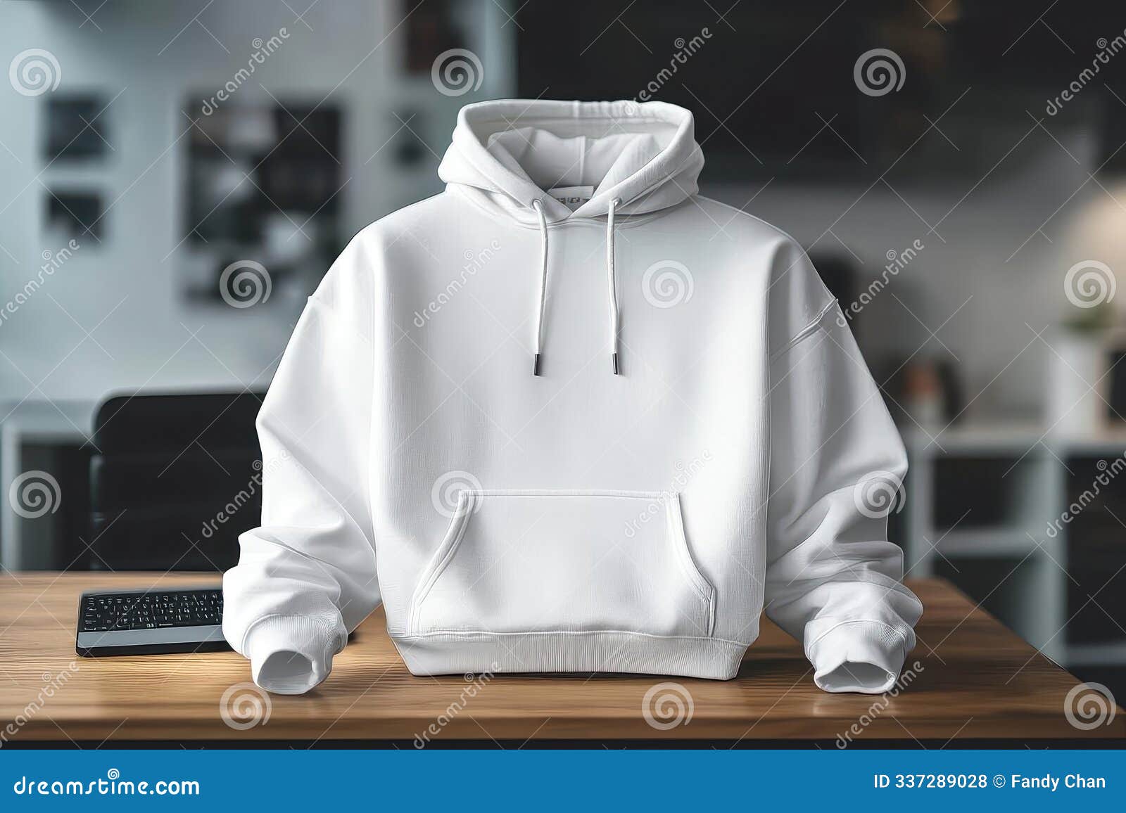 White Hoodie Mockup on a Table, Perfect for Design Ideas Stock ...