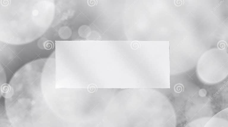 White Horizontal Rectangular Torn Paper Piece Floating on Blurred Bokeh ...