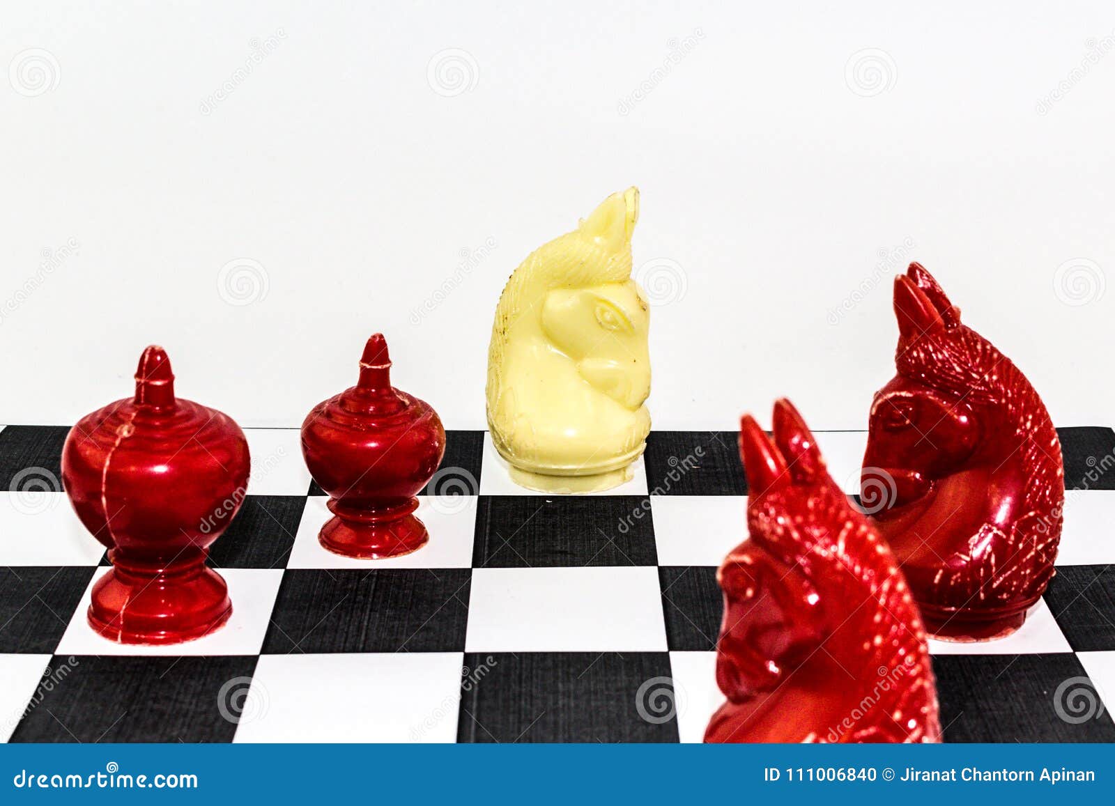 White Horse Chess Charactor Around With Red Enemy Stock Photo - Image ...