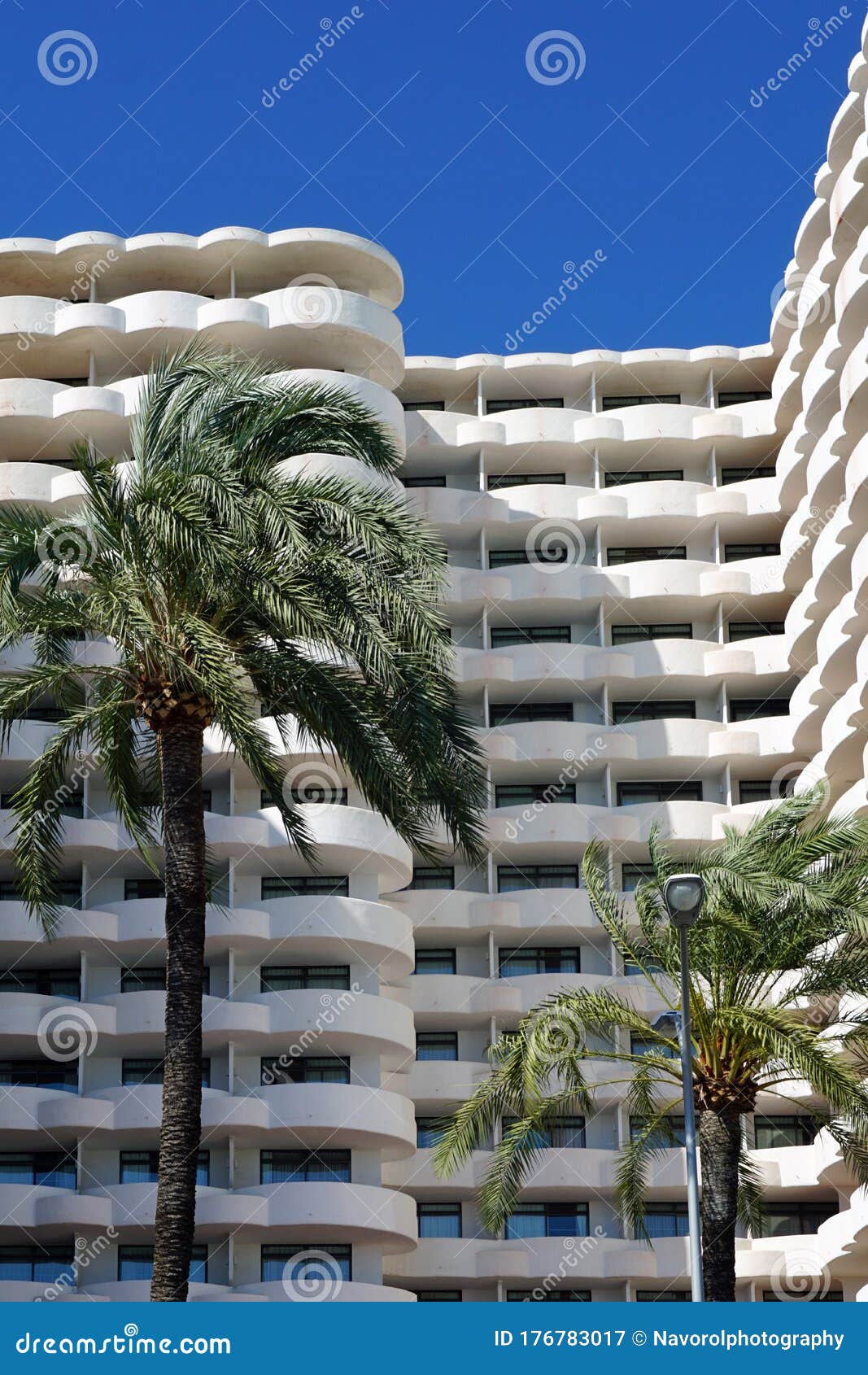 Hotel Building and Palm Trees Stock Image - Image of palm, urban: 176783017