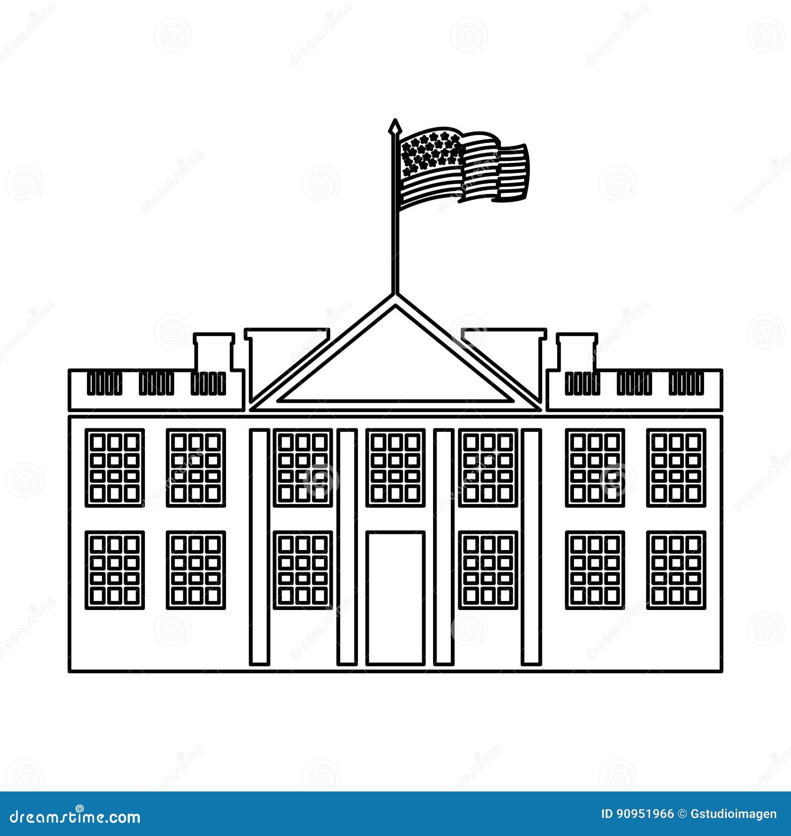 White house american icon stock vector. Illustration of capital - 90951966