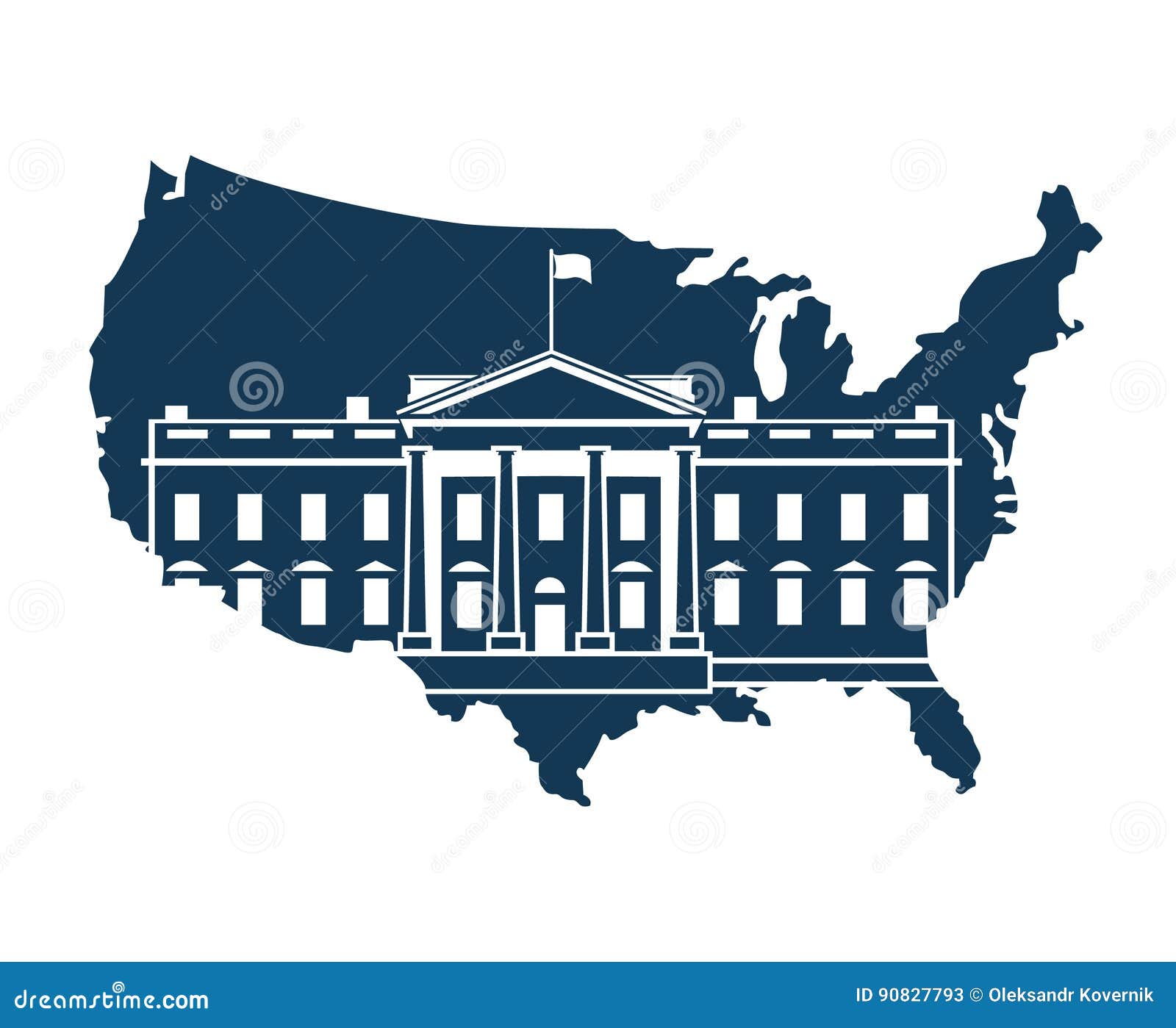 White House on Background of the Map Stock Vector - Illustration of ...
