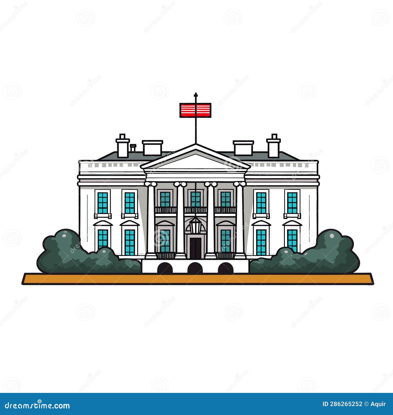 The White House. White House Hand-drawn Comic Illustration. Vector ...