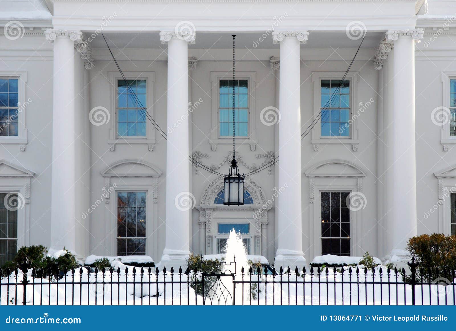 White House Portico in Winter Stock Image - Image of oval, scenic: 13064771