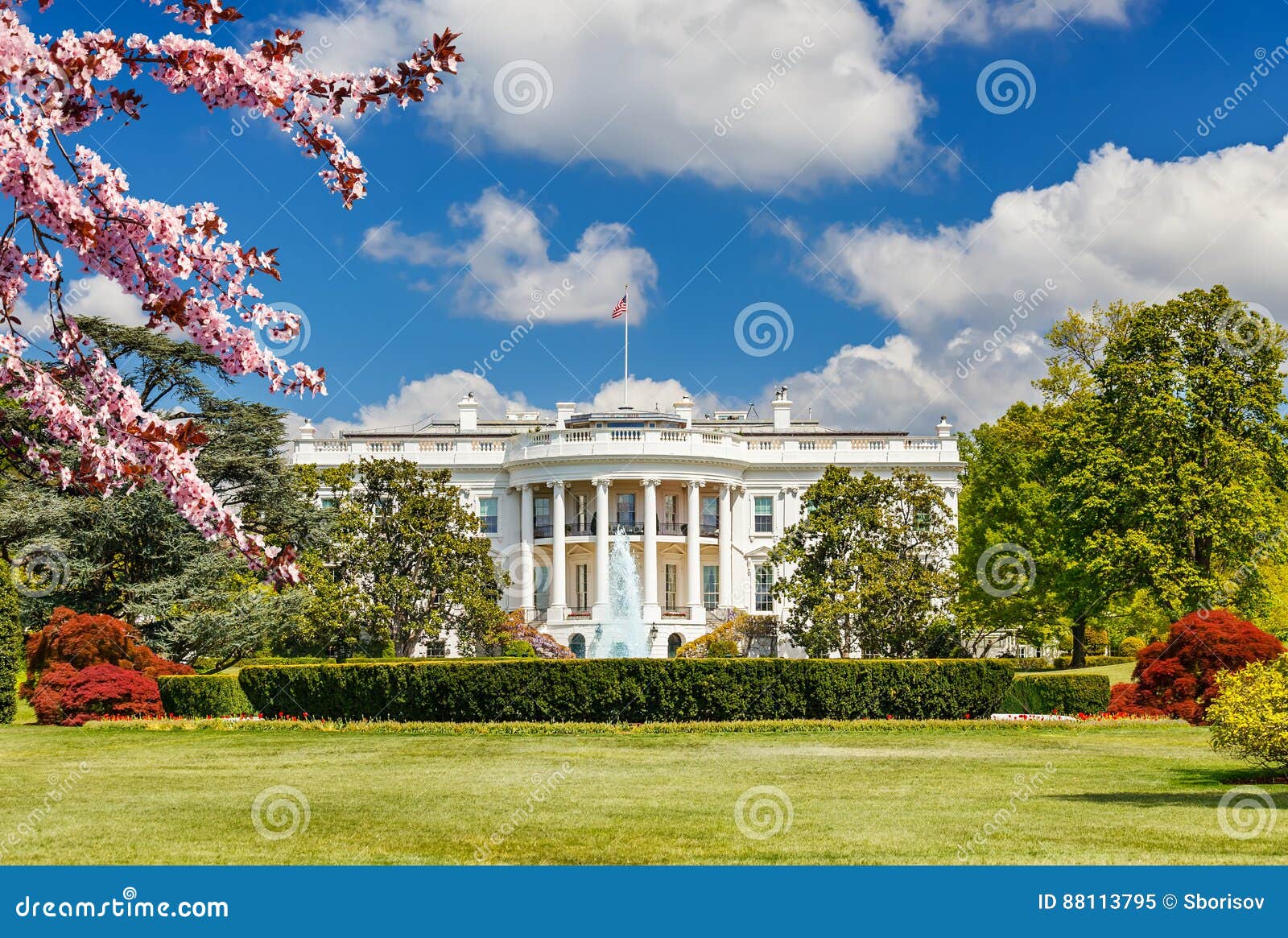 The White House at spring stock image. Image of building - 88113795