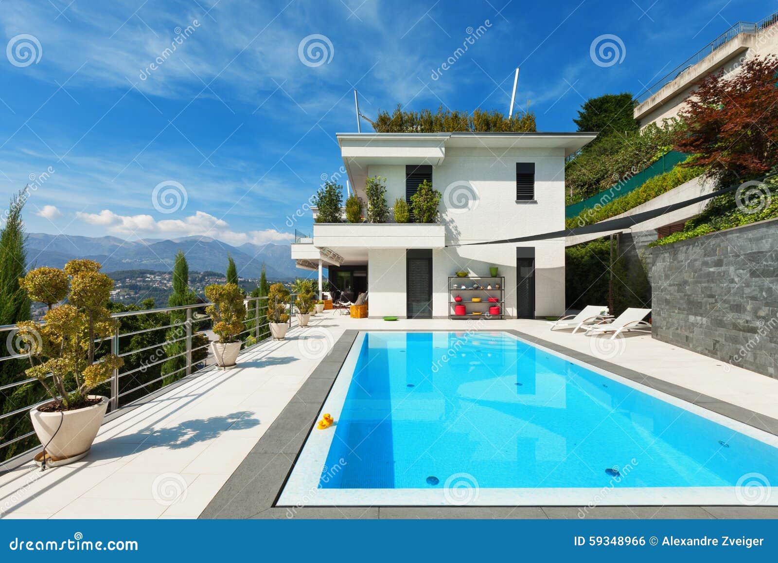 White House with Swimming Pool Stock Photo - Image of real, perspective ...