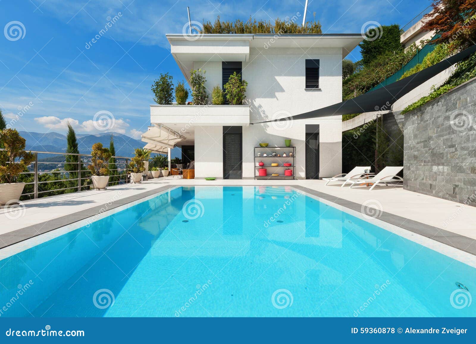 White House with Swimming Pool Stock Photo - Image of external ...