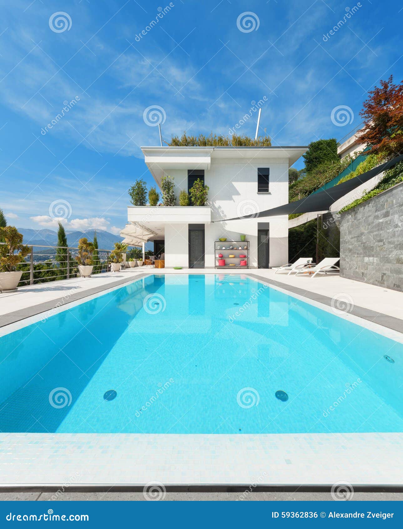 White House with Swimming Pool Stock Photo - Image of open, nature ...