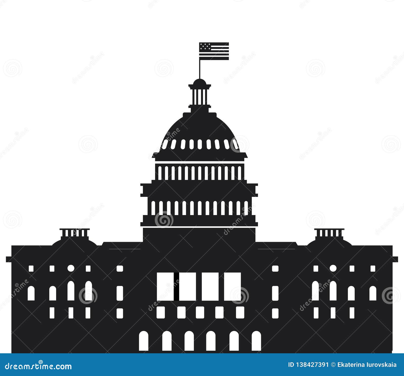 White House Vector Flat Illustration. Washington DC Stock Vector ...