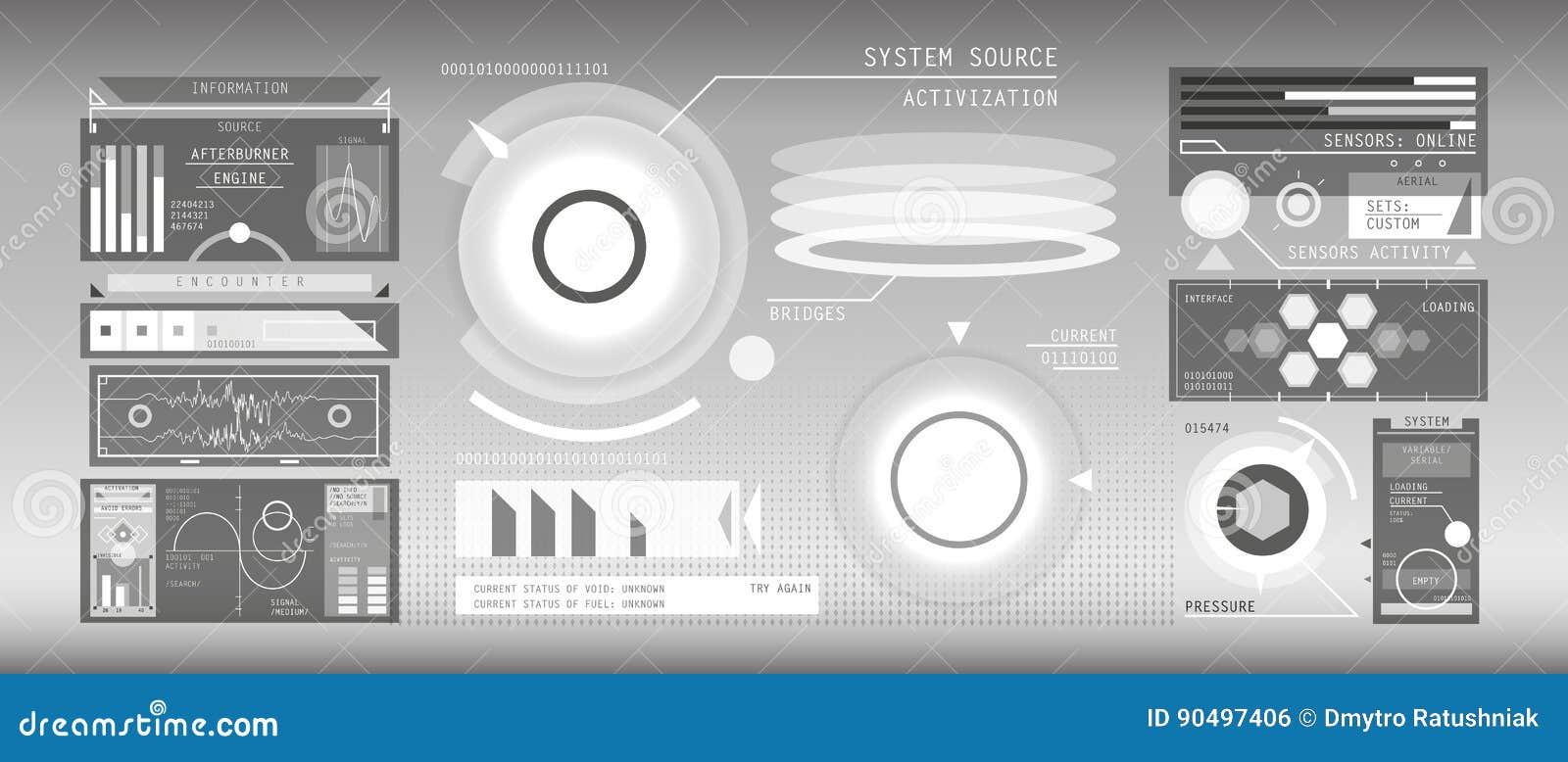 White HUD elements set stock vector. Illustration of headup - 90497406