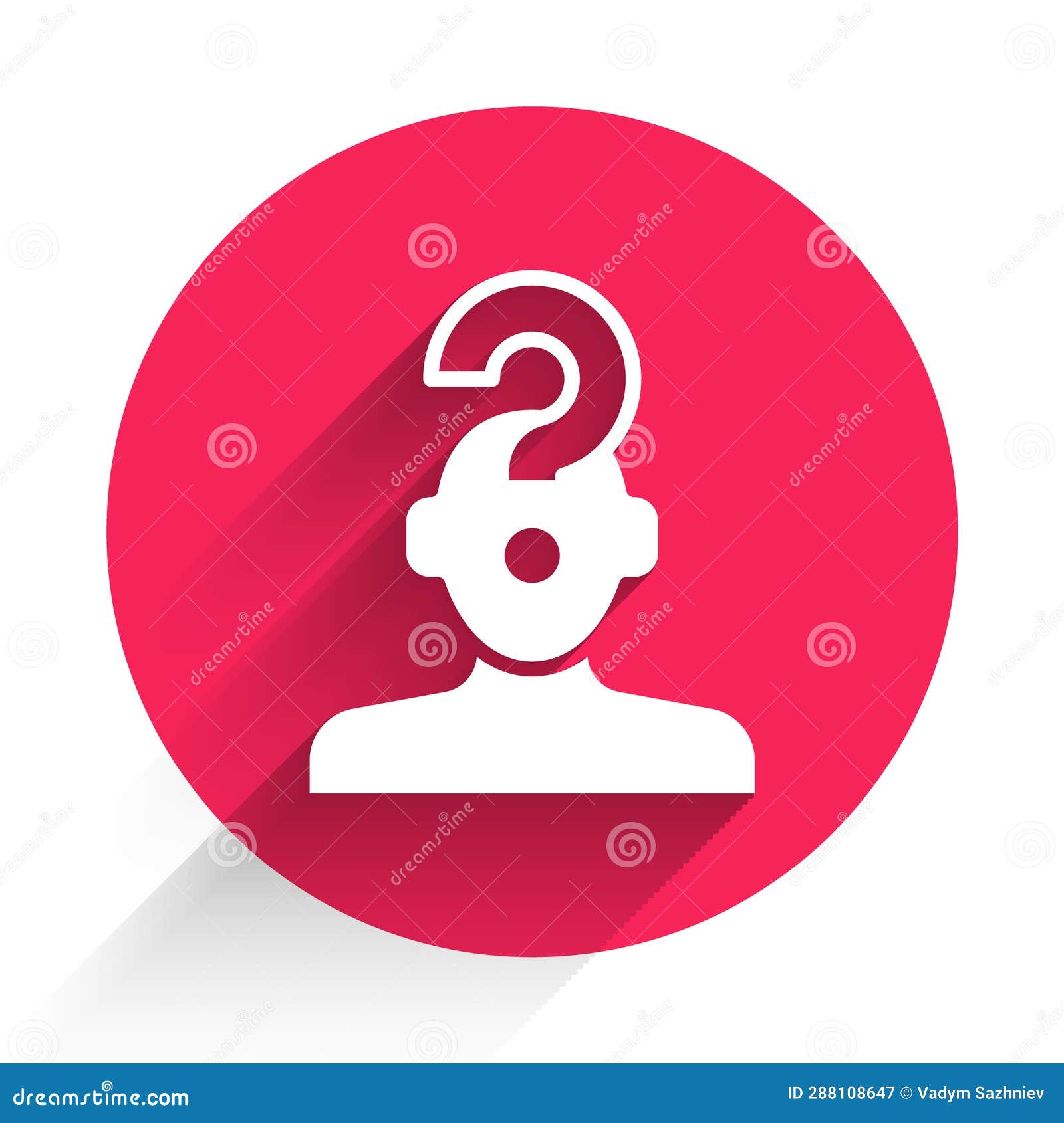 White Human Head with Question Mark Icon Isolated with Long Shadow ...