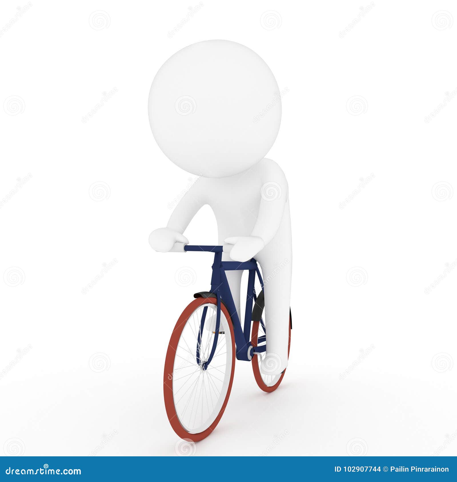 White Human Riding Bicycle in 3D Rendering Stock Illustration ...