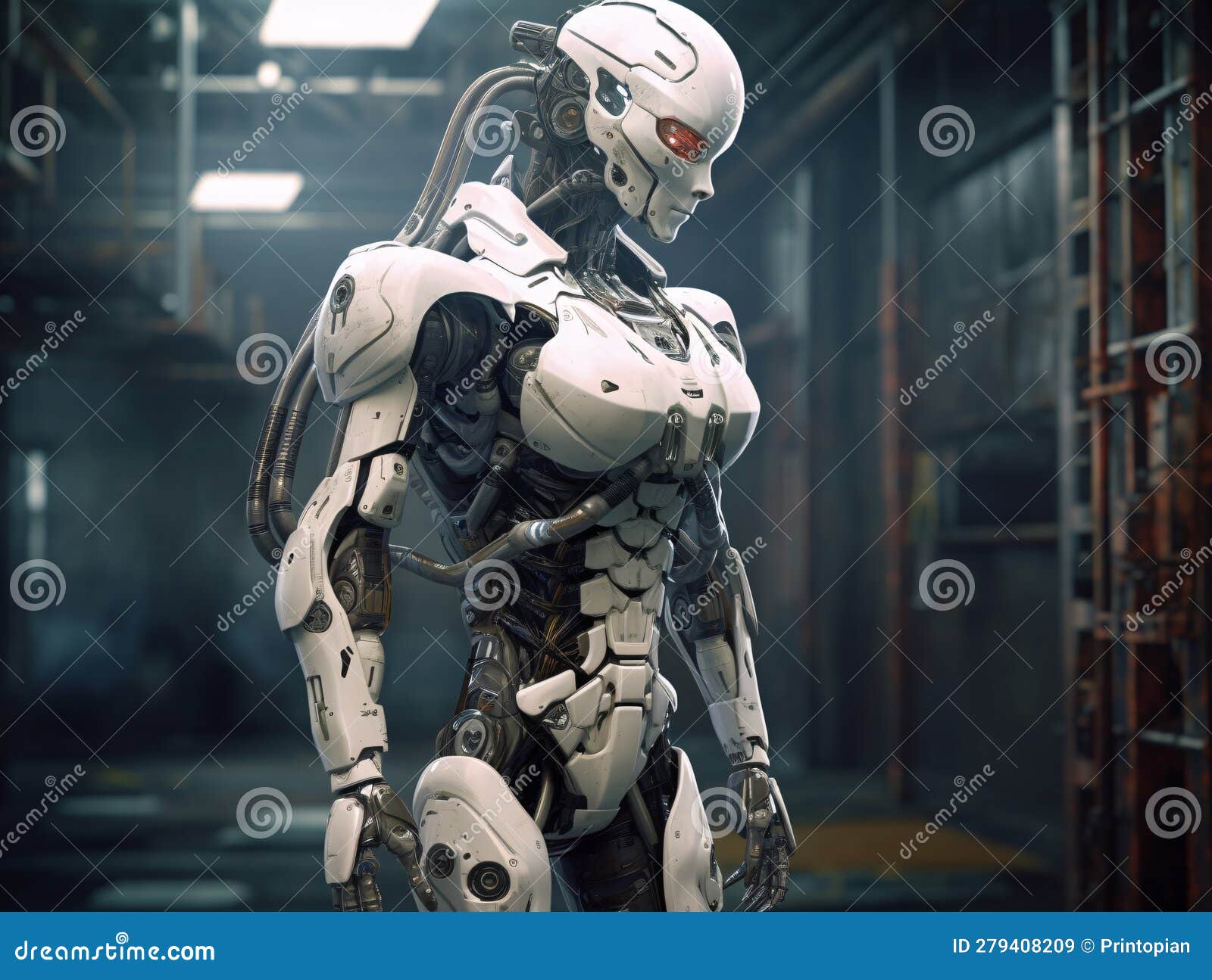 A White Human Shaped Robot Android Stock Illustration - Illustration of ...