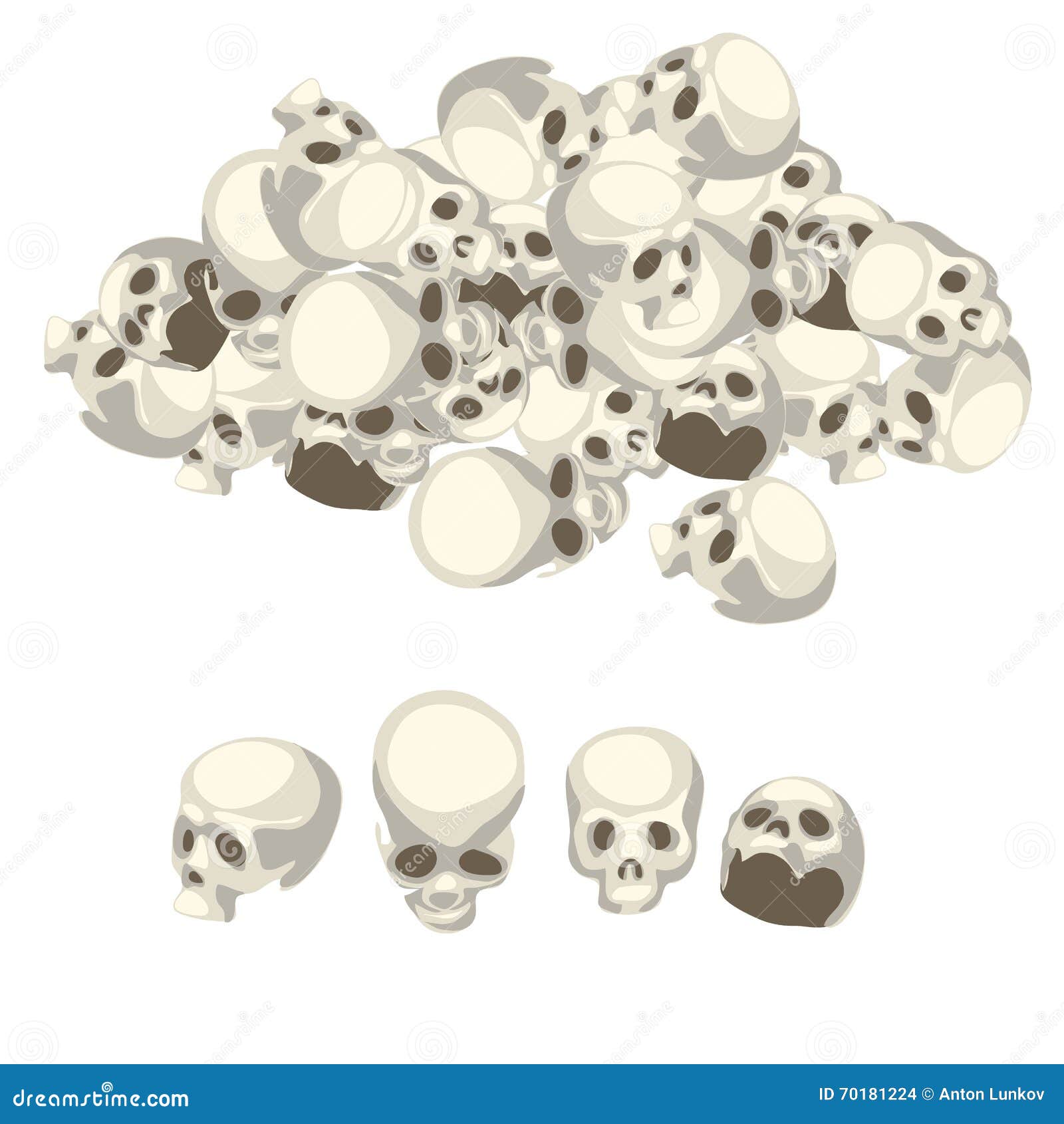 White Human Skull from Different Angles Stock Vector - Illustration of ...